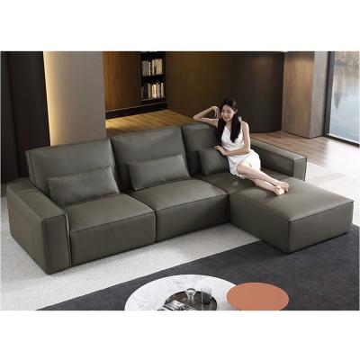 China Modern simple high back beancurd block sofa landing square Italian minimalist size full real leather sofa for sale