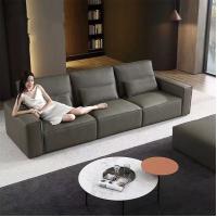 China Modern simple high back beancurd block sofa landing square Italian minimalist size full real leather sofa for sale