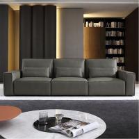 China Modern simple high back beancurd block sofa landing square Italian minimalist size full real leather sofa for sale