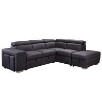 China Customized Fashion style sectional sofa 3 seater living room OEM leather sofa with ottoman and stools sleeper sofa bed for sale