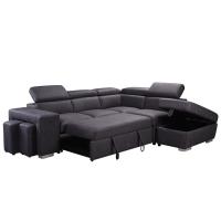China Customized Fashion style sectional sofa 3 seater living room OEM leather sofa with ottoman and stools sleeper sofa bed for sale