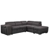 China Customized Fashion style sectional sofa 3 seater living room OEM leather sofa with ottoman and stools sleeper sofa bed for sale