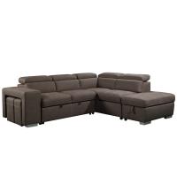 China Customized Fashion style sectional sofa 3 seater living room OEM leather sofa with ottoman and stools sleeper sofa bed for sale
