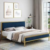 China Factory Wholesales competitive price velvet Cama simple twin full queen king iron metal frame bed for bed chamber for sale