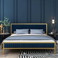 China Factory Wholesales competitive price velvet Cama simple twin full queen king iron metal frame bed for bed chamber for sale