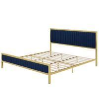 China Factory Wholesales competitive price velvet Cama simple twin full queen king iron metal frame bed for bed chamber for sale