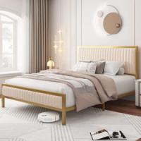 China Factory Wholesales competitive price velvet Cama simple twin full queen king iron metal frame bed for bed chamber for sale