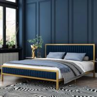 China Factory Wholesales competitive price velvet Cama simple twin full queen king iron metal frame bed for bed chamber for sale