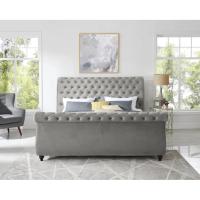 China Furniture manufacturer full size bed frame Mod tufted diamond Upholstered Platform Bed Room Furniture Chesterfield bed for sale