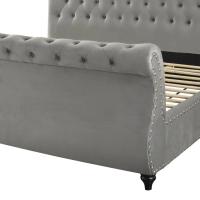 China Furniture manufacturer full size bed frame Mod tufted diamond Upholstered Platform Bed Room Furniture Chesterfield bed for sale