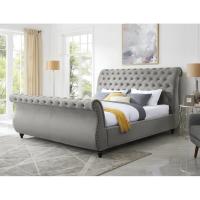 China Furniture manufacturer full size bed frame Mod tufted diamond Upholstered Platform Bed Room Furniture Chesterfield bed for sale