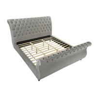 China Furniture manufacturer full size bed frame Mod tufted diamond Upholstered Platform Bed Room Furniture Chesterfield bed for sale