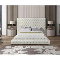 China European Designs Frame Luxurious Latest Space Saving Bedroom Furniture King Size Modern Queen Double Cream velvet Tatami for sale