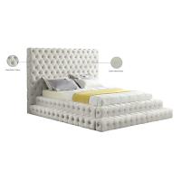China Customized Cream velvet tufted European Designs double king queen size modern furniture designer frame for hotel for sale
