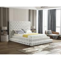 China Customized Cream velvet tufted European Designs double king queen size modern furniture designer frame for hotel for sale