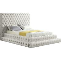 China Customized Cream velvet tufted European Designs double king queen size modern furniture designer frame for hotel for sale