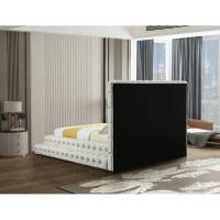 China Customized Cream velvet tufted European Designs double king queen size modern furniture designer frame for hotel for sale