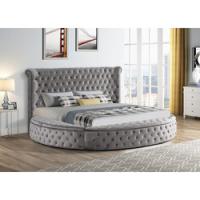 China Customized Cream velvet tufted European Designs double king queen size modern furniture designer frame for hotel for sale