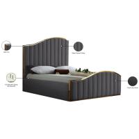 China OEM premium bedroom furniture Gray king size bed frame Italian velvet tuft upholstered bed set luxury modern double beds for sale