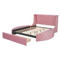 China OEM/ODM Furniture Manufacturer Wholesales supply North America nice velvet fabric queen bed frame for Hotel Storage Bed for sale