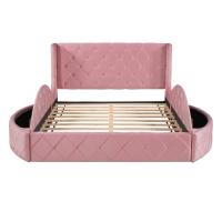China OEM/ODM Furniture Manufacturer Wholesales supply North America nice velvet fabric queen bed frame for Hotel Storage Bed for sale