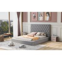China OEM Full Size Upholstery Low Profile Storage Platform Bed with Storage Space on both Sides & Footboard bed furniture for for sale