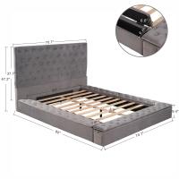 China OEM Full Size Upholstery Low Profile Storage Platform Bed with Storage Space on both Sides & Footboard bed furniture for for sale