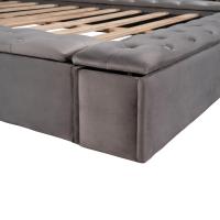 China OEM Full Size Upholstery Low Profile Storage Platform Bed with Storage Space on both Sides & Footboard bed furniture for for sale