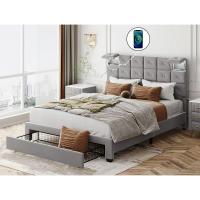 China Newly developed High-end multi-functional Queen Size Velvet Platform Bed with a Big Drawer for Bedroom and Hotel for sale