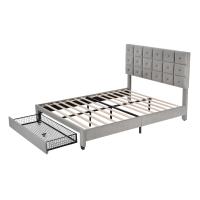 China Newly developed High-end multi-functional Queen Size Velvet Platform Bed with a Big Drawer for Bedroom and Hotel for sale