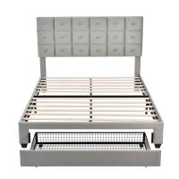 China Newly developed High-end multi-functional Queen Size Velvet Platform Bed with a Big Drawer for Bedroom and Hotel for sale
