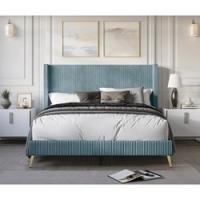 China Newest North America style Gold metal leg luxury bed King size soft beds customize furniture for hotel and Bedroom for sale
