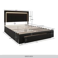 China Latest modern design bed set LED Glow Headboard storage drawer Queen size comforter luxury bed for Apartment Hotel and B for sale