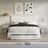 China Latest modern design bed set LED Glow Headboard storage drawer Queen size comforter luxury bed for Apartment Hotel and B for sale