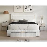 China Latest modern design bed set LED Glow Headboard storage drawer Queen size comforter luxury bed for Apartment Hotel and B for sale