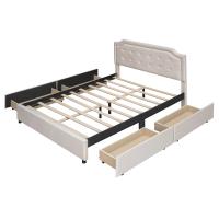 China Queen Size Upholstered Platform Bed with Velvet Fabric Classic Headboard bed room set for Bedroom Apartment and Hotel for sale