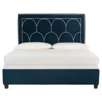 China Super Modern black color velvet simple style bed set easy assembly bed frame with nail design upholstered beds for Hotel for sale