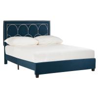 China Super Modern black color velvet simple style bed set easy assembly bed frame with nail design upholstered beds for Hotel for sale