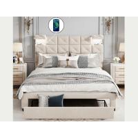 China Wholesales Hotel Twin King Queen Size Modern Buttons on Velvet wood frame Headboard Upholstered Bed for Hotel Bedroom for sale