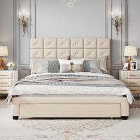 China Wholesales Hotel Twin King Queen Size Modern Buttons on Velvet wood frame Headboard Upholstered Bed for Hotel Bedroom for sale