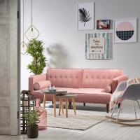 China Top grade phone storageRetractable pocket fabric sofa pink girl small house sofa bed for living room for sale