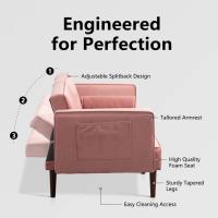 China Top grade phone storageRetractable pocket fabric sofa pink girl small house sofa bed for living room for sale