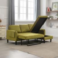 China Cara Furniture Limited metal leg 2s+Chaise Olive phone pocket Reversible Sectional Sleeper Sofa with Storage for sale