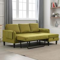 China Cara Furniture Limited metal leg 2s+Chaise Olive phone pocket Reversible Sectional Sleeper Sofa with Storage for sale