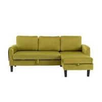 China Cara Furniture Limited metal leg 2s+Chaise Olive phone pocket Reversible Sectional Sleeper Sofa with Storage for sale