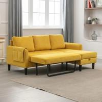 China Cara Furniture Limited metal leg 2s+Chaise Olive phone pocket Reversible Sectional Sleeper Sofa with Storage for sale