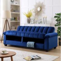 China Large loading easy to hand-assembled Loveseat Sleeper blue velvet hotel reconfigurable sofa bed with storage for sale