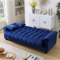 China Large loading easy to hand-assembled Loveseat Sleeper blue velvet hotel reconfigurable sofa bed with storage for sale