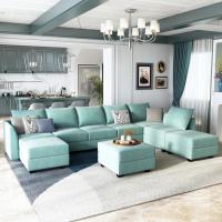 China Top grade large manual assembly green ottoman cheap sofa set home furniture velvet U shaped Sectional couch home sofa for sale