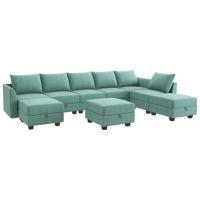 China Top grade large manual assembly green ottoman cheap sofa set home furniture velvet U shaped Sectional couch home sofa for sale